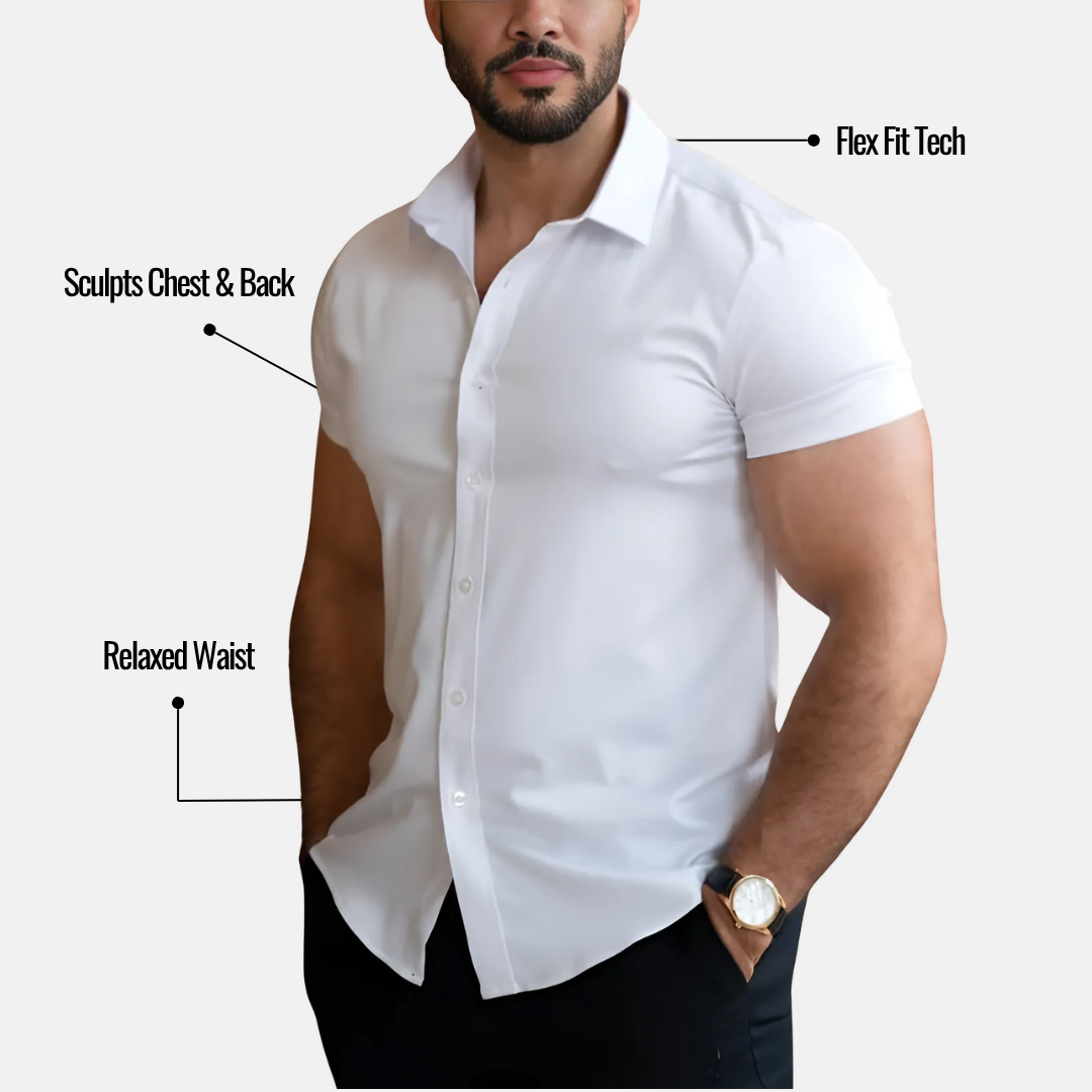 Short Sleeve Muscle Dress Shirt | Men’s Stretch Fit Shirt – Trueform
