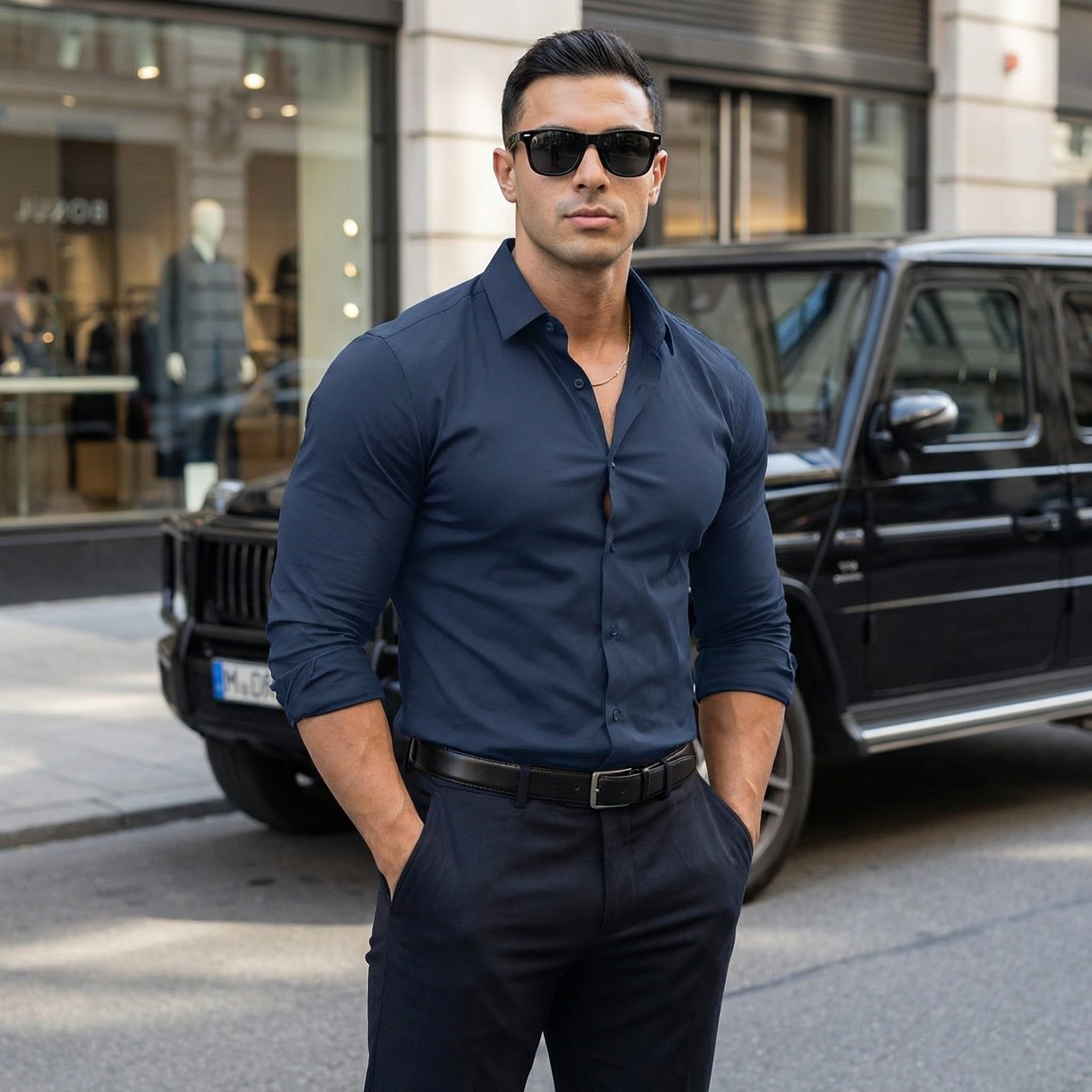 Muscle Dress Shirt – Stretch Fit | Men’s Slim Formal Shirt – Trueform